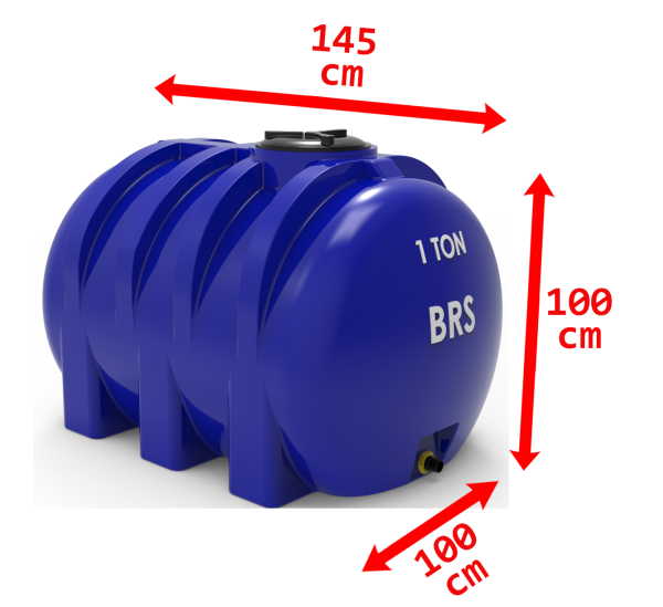 1 Ton White Horizontal Plastic Water Tank - Plastic Water Tanks Shop ...